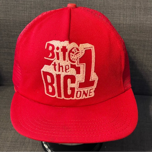 Accessories | Vintage Bite The Big One Red Mesh Back Hat Cap | Poshmark